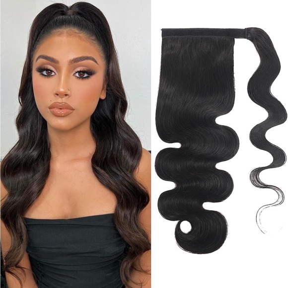 Hair | 18 Human Hair Body Wave Ponytail With Magic Paste Warp Around ...